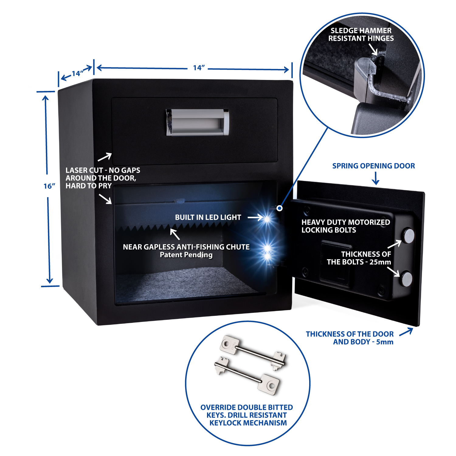 Viking Security Safe VS-40DS Depository LCD KeyPad Drop Box Safe ...