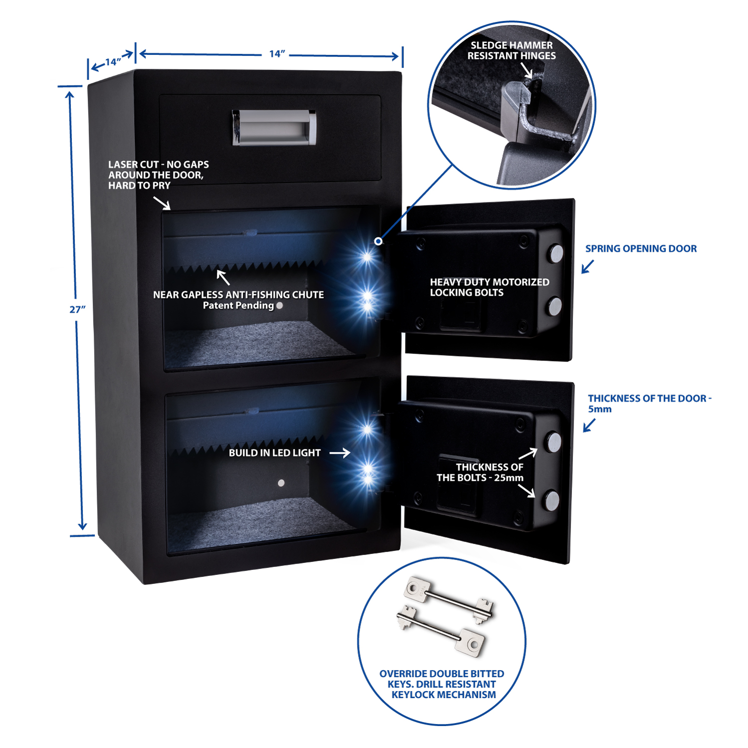 Viking Security Safe VS-70DS Depository LCD KeyPad Drop Box Safe ...